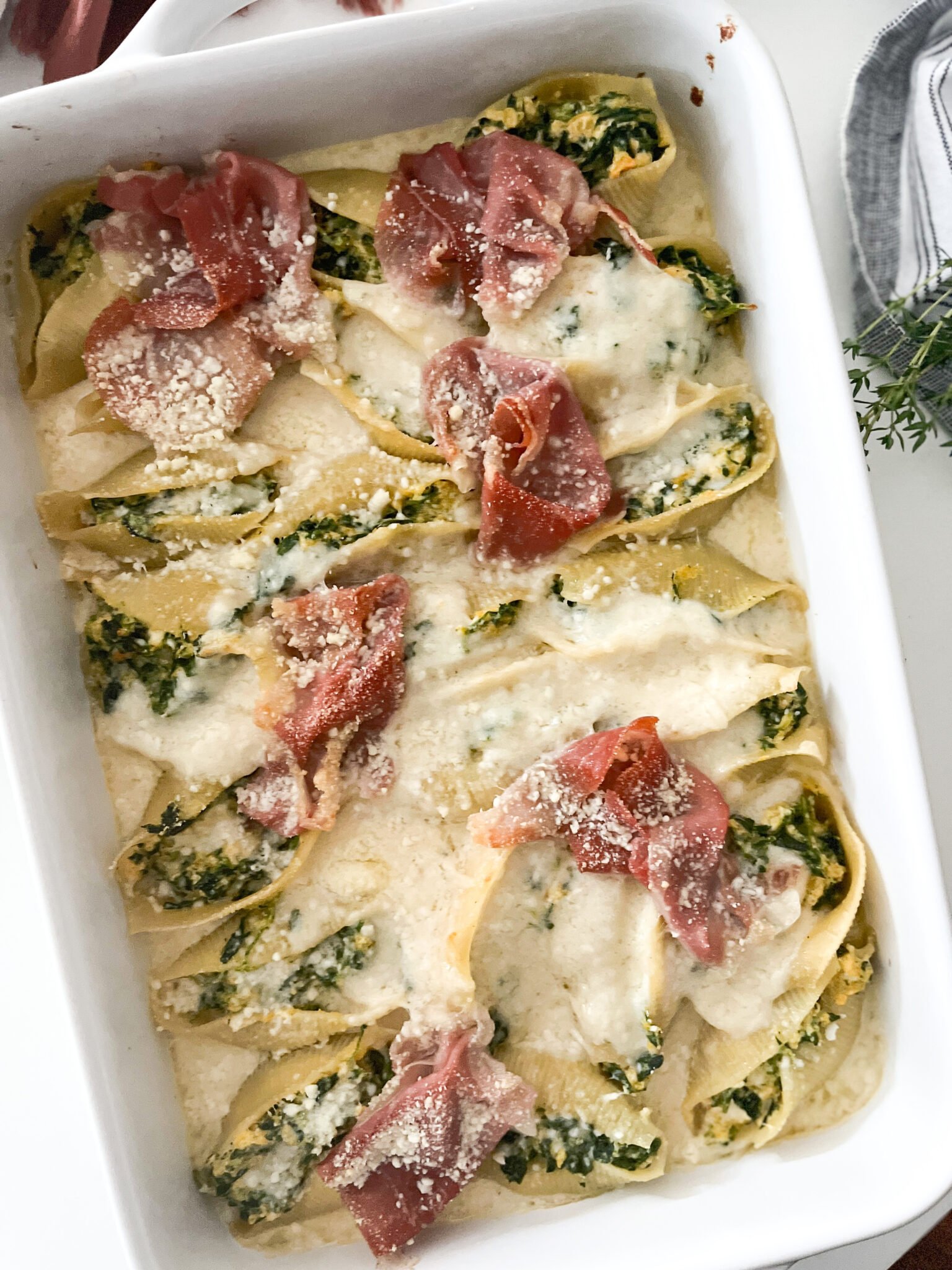 Cheesy Butternut & Spinach Stuffed Shells with Crispy Prosciutto ...